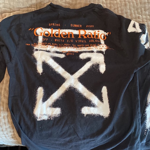 Off-White | Tops | Golden Ratio Offwhite Black Tshirt Used | Poshmark